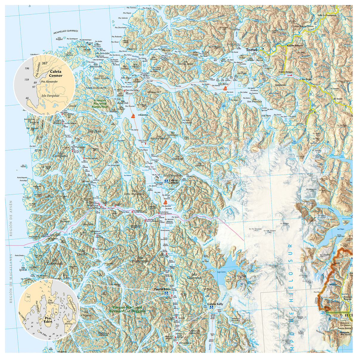 Mapa Fiordos Patagónicos – Editorial Compass