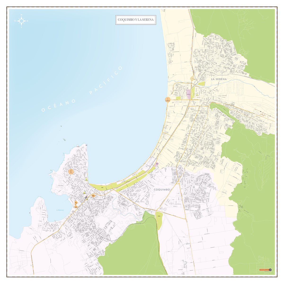 Coquimbo y La Serena – Etiquetado "Mapa de coquimbo" – Editorial Compass