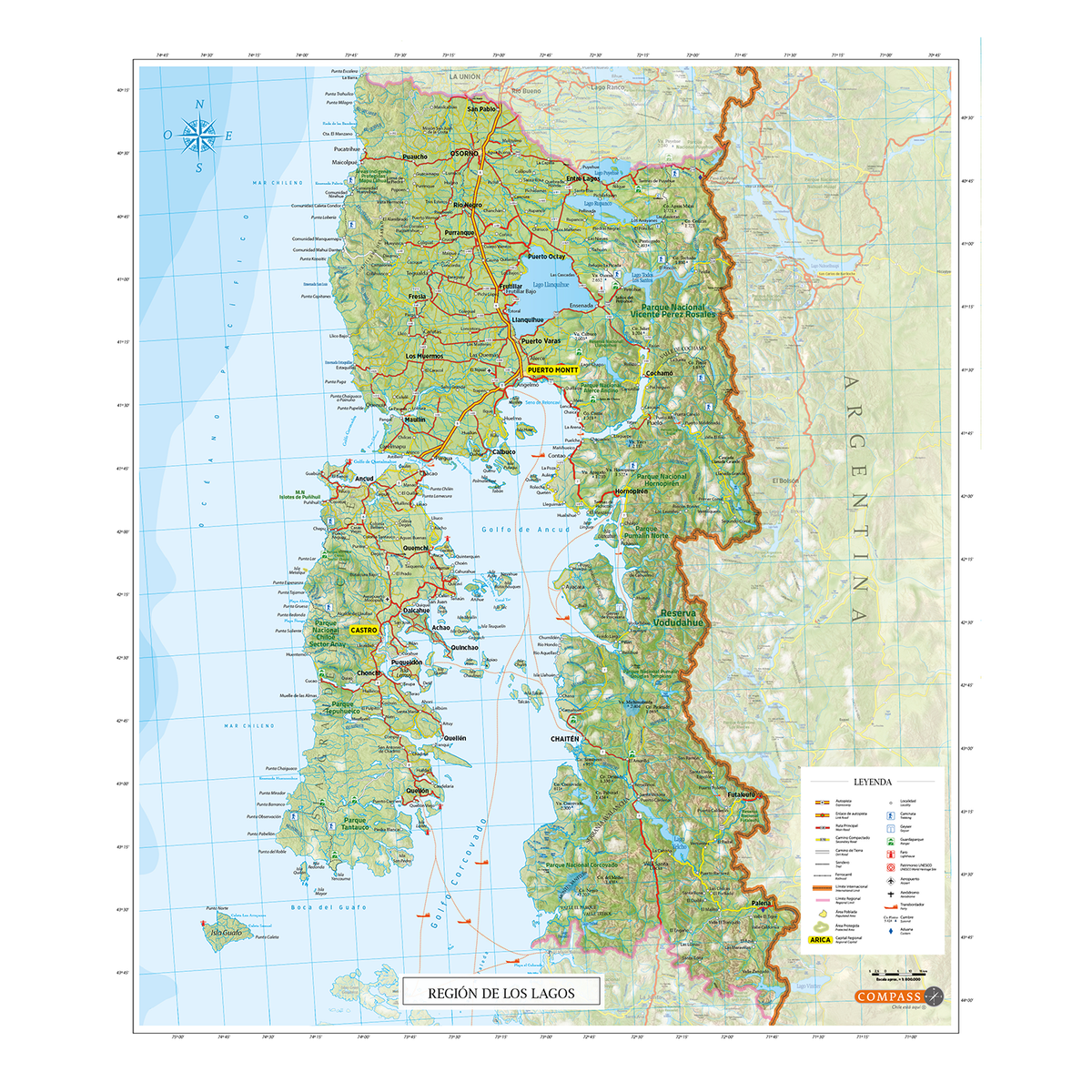 Mapa Región de Los Lagos – Editorial Compass
