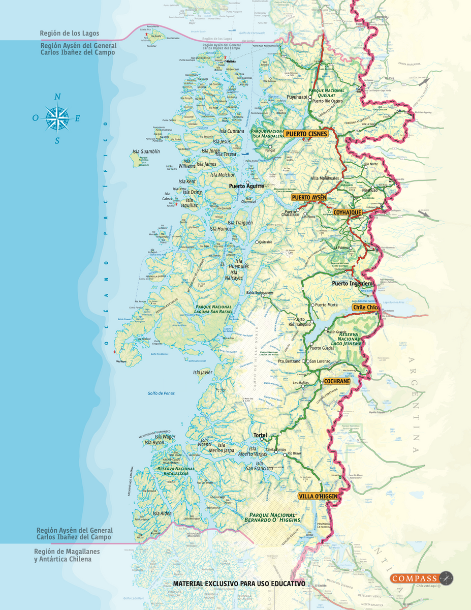 Mapa Físico Aysén gratis – Editorial Compass
