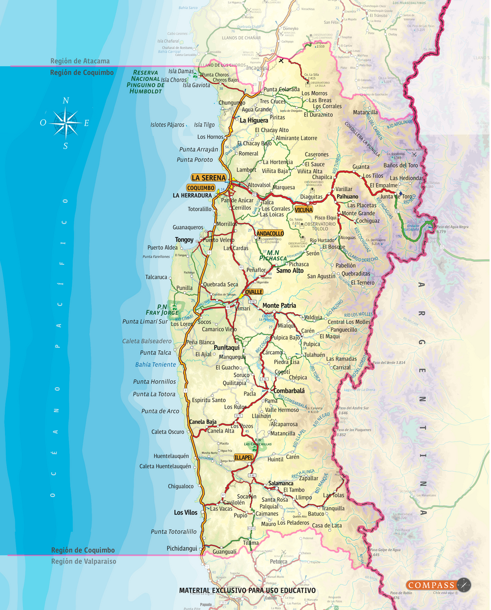 Mapa Físico Coquimbo gratis – Editorial Compass