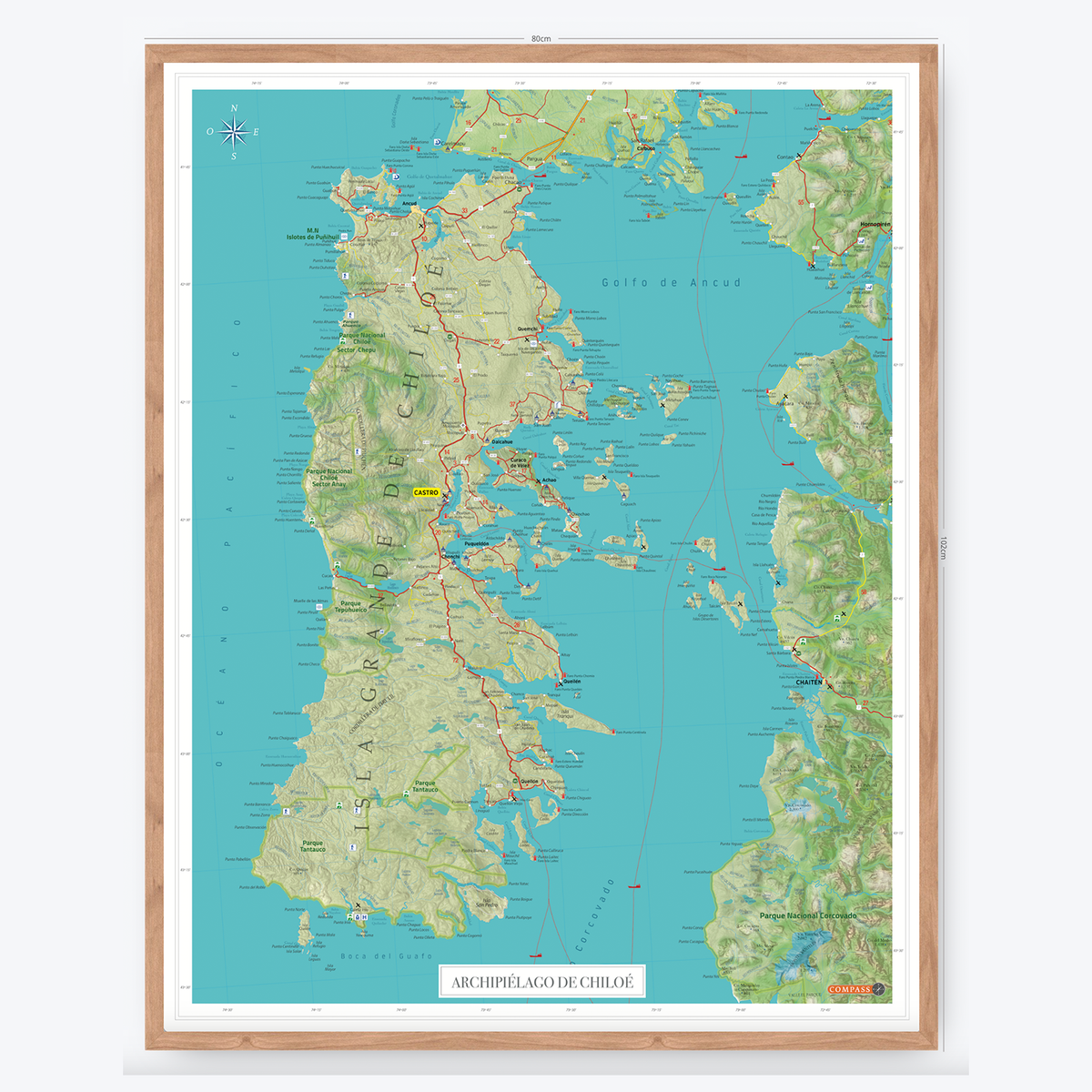 Mapa rutero de Chiloé Gran Formato – Editorial Compass