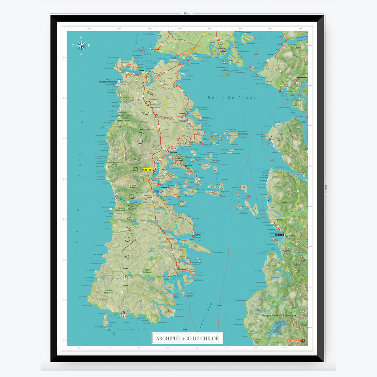 Mapa rutero de Chiloé Gran Formato – Editorial Compass