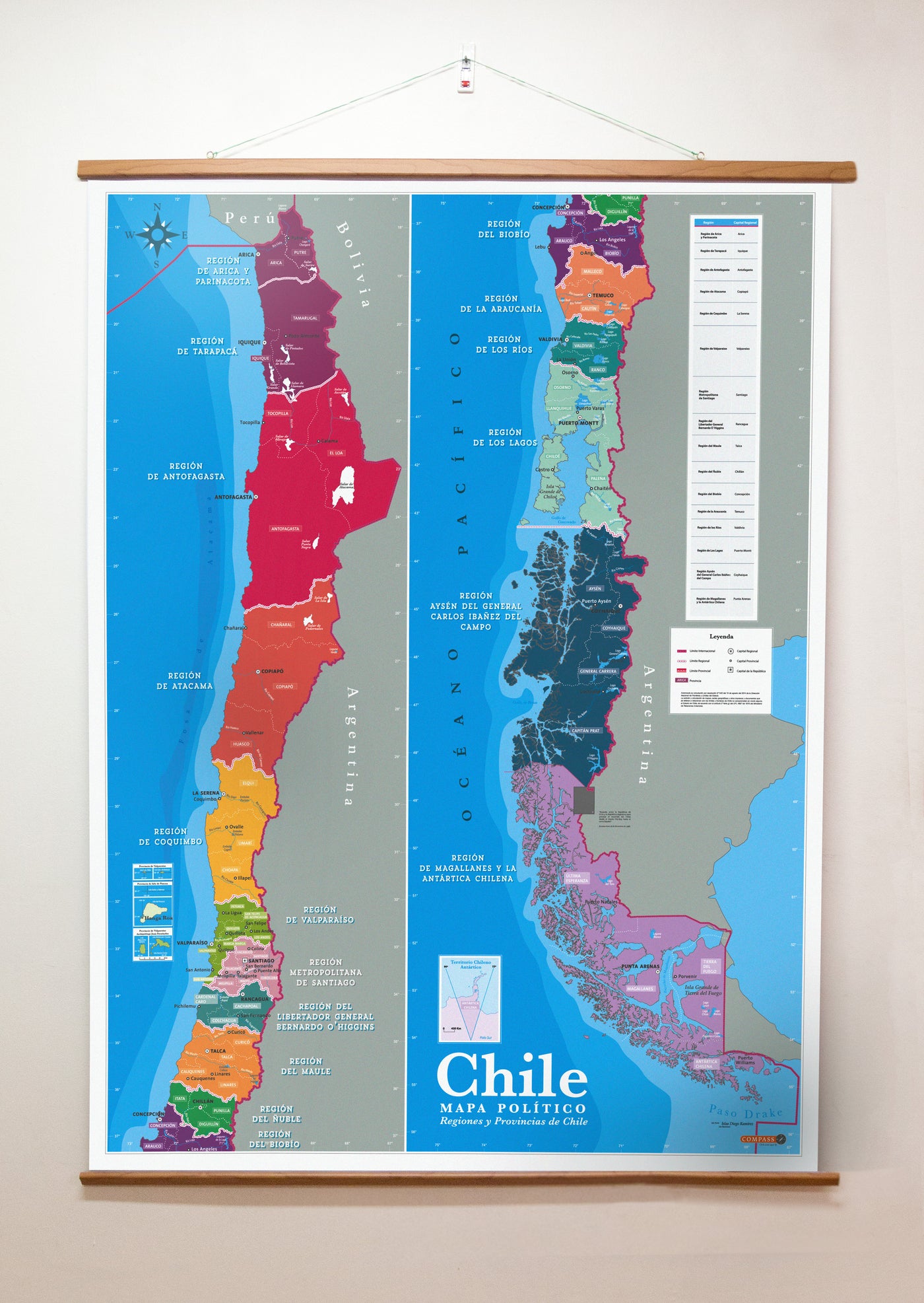 Mapa Político de Chile Gran Formato (Salas de Clase) – Editorial Compass