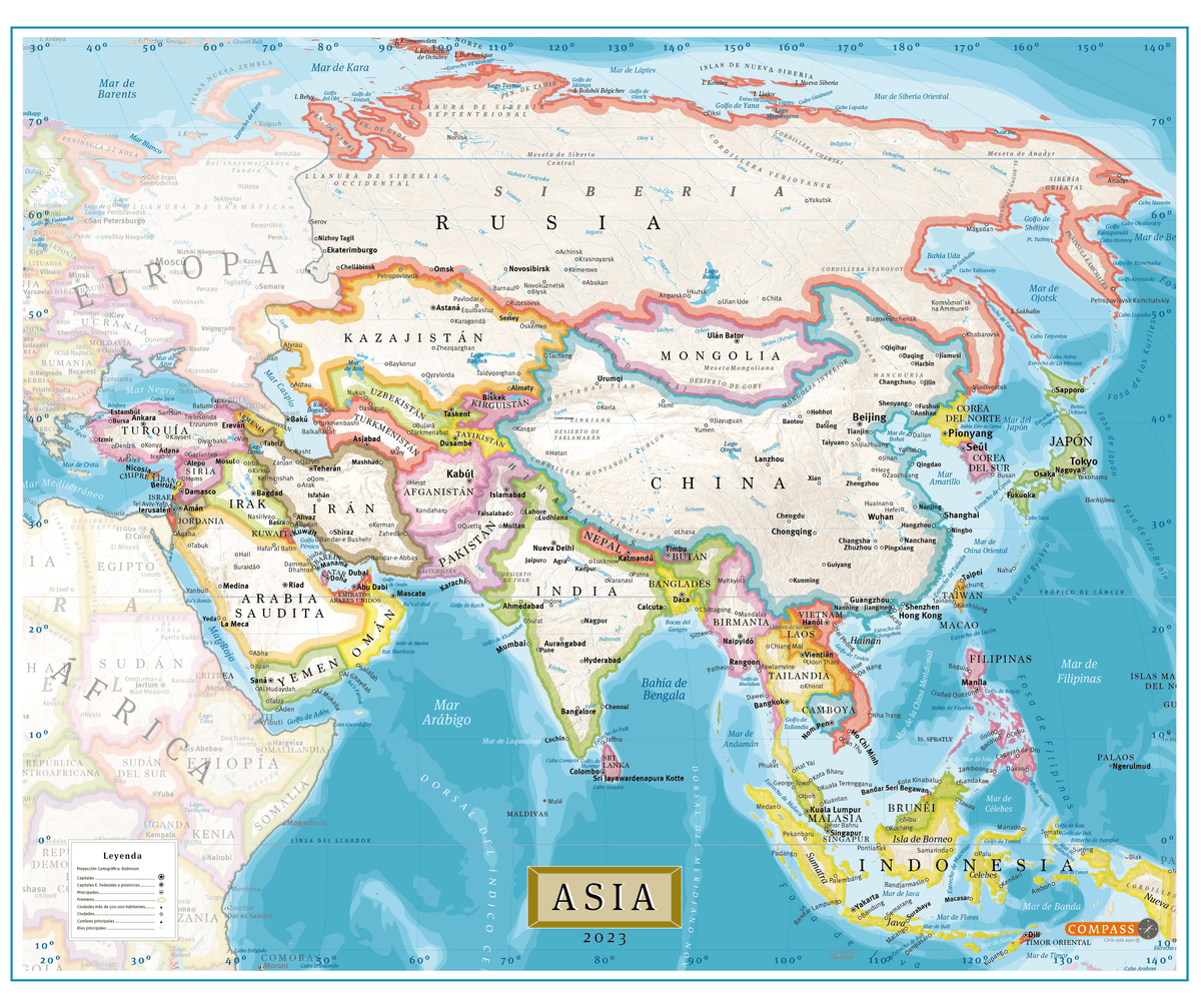 Mapa de Asia Gran Formato – Editorial Compass