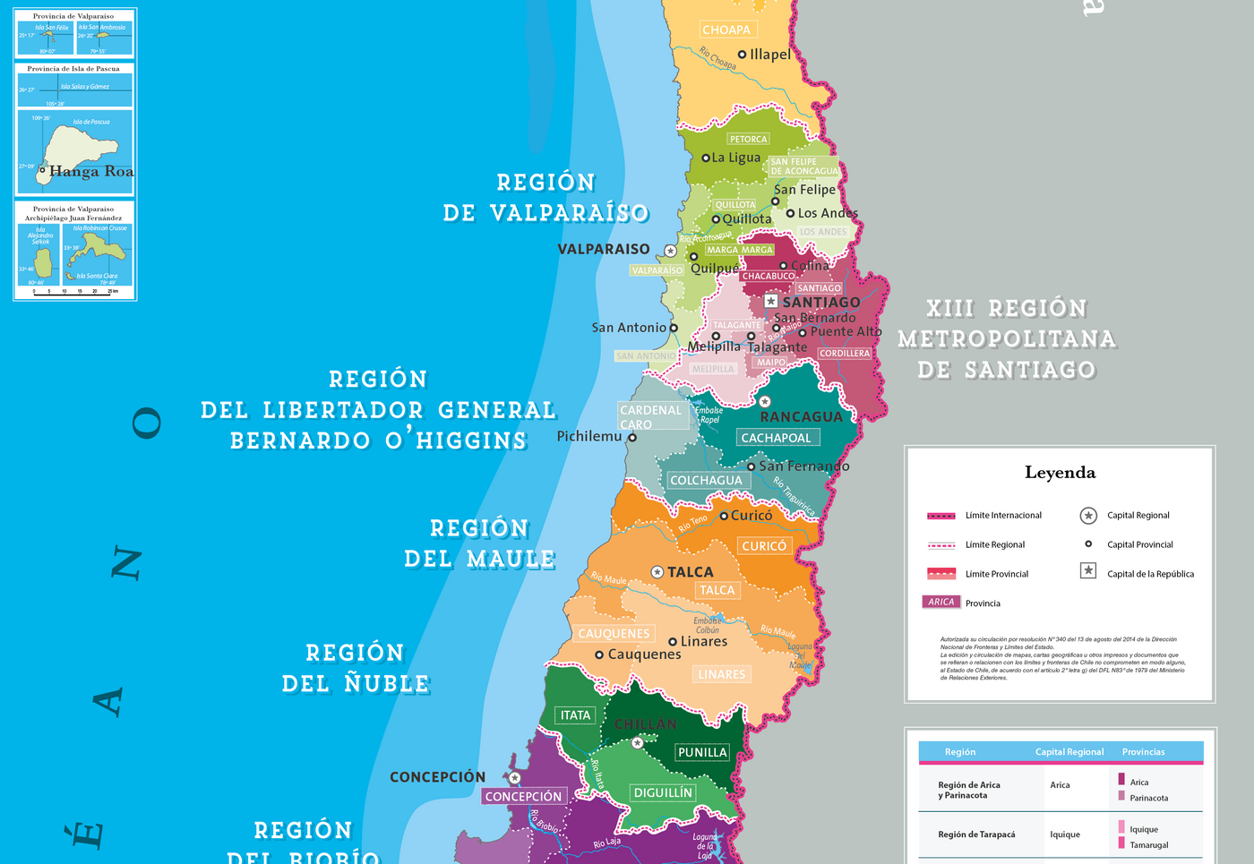 Mapa Político de Chile – Editorial Compass