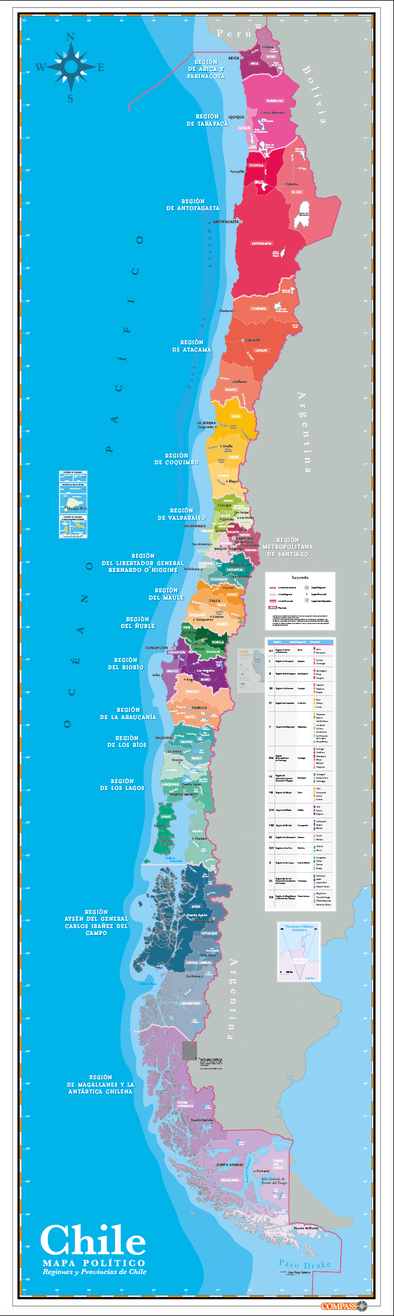 Mapa Político de Chile – Editorial Compass