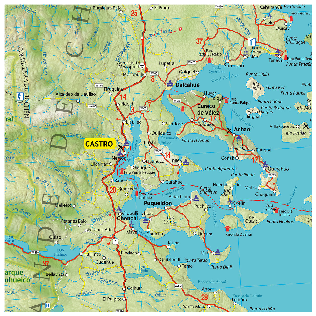 Mapa rutero de Chiloé Gran Formato – Editorial Compass